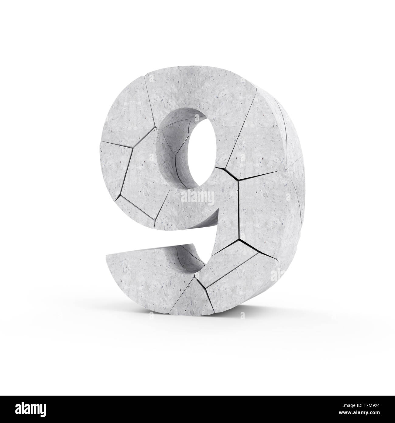 Broken Concrete Numbers isolated on white background (Number 9 Stock ...