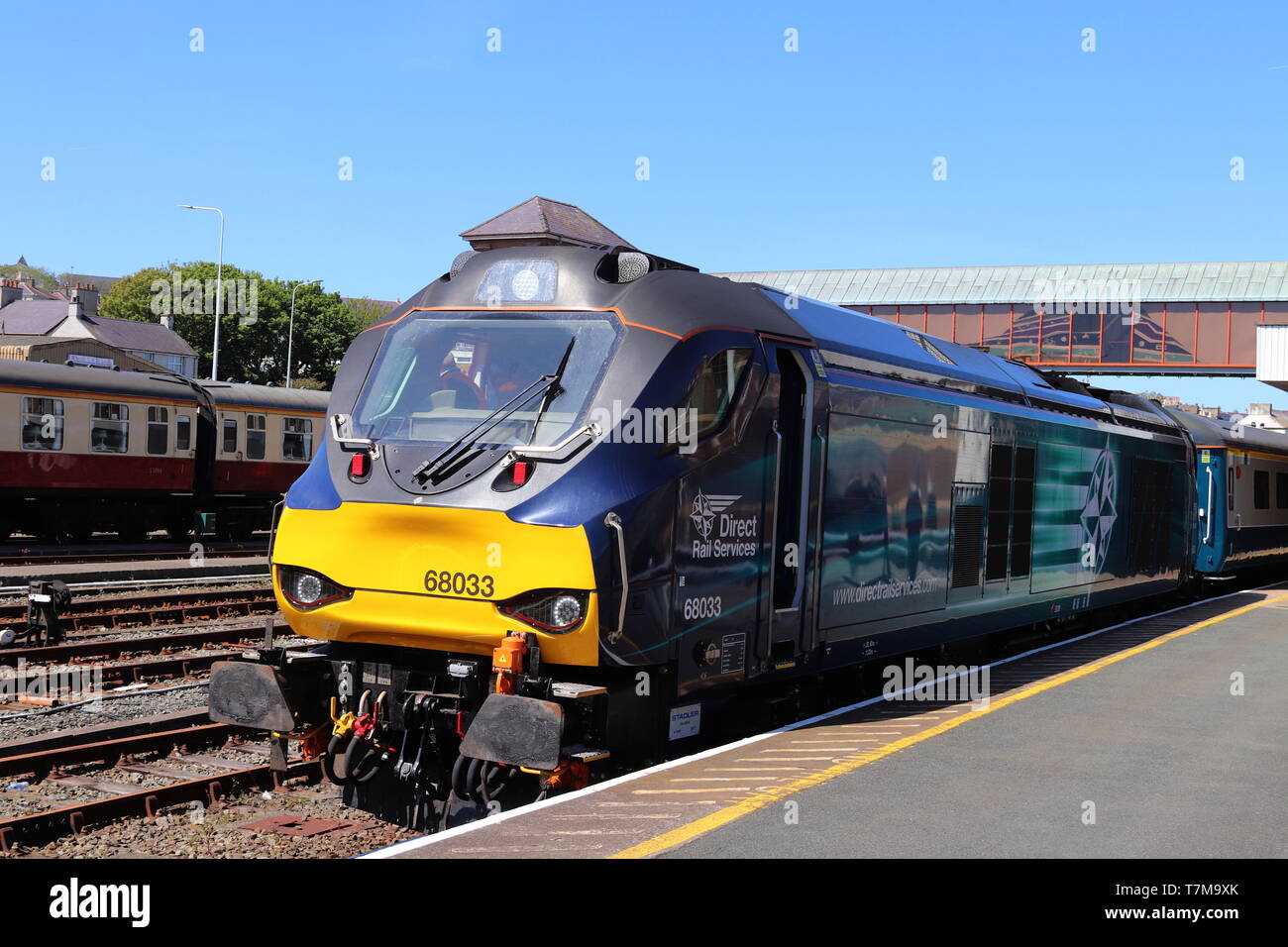 Vigilant a class 68 diesel-electric locomotives at Holyhead station ...