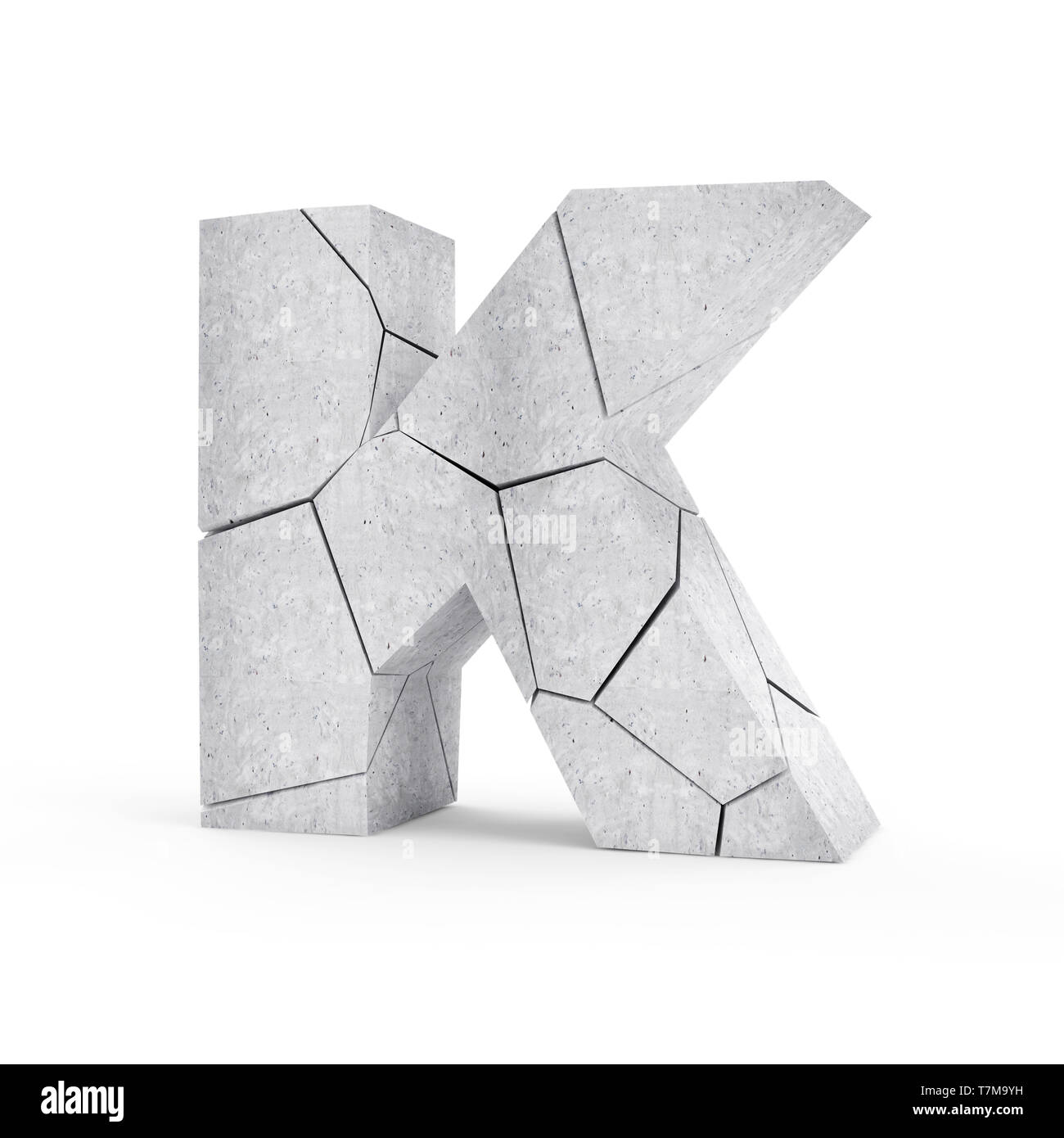 Broken Concrete Alphabet isolated on white background (Letter K Stock ...