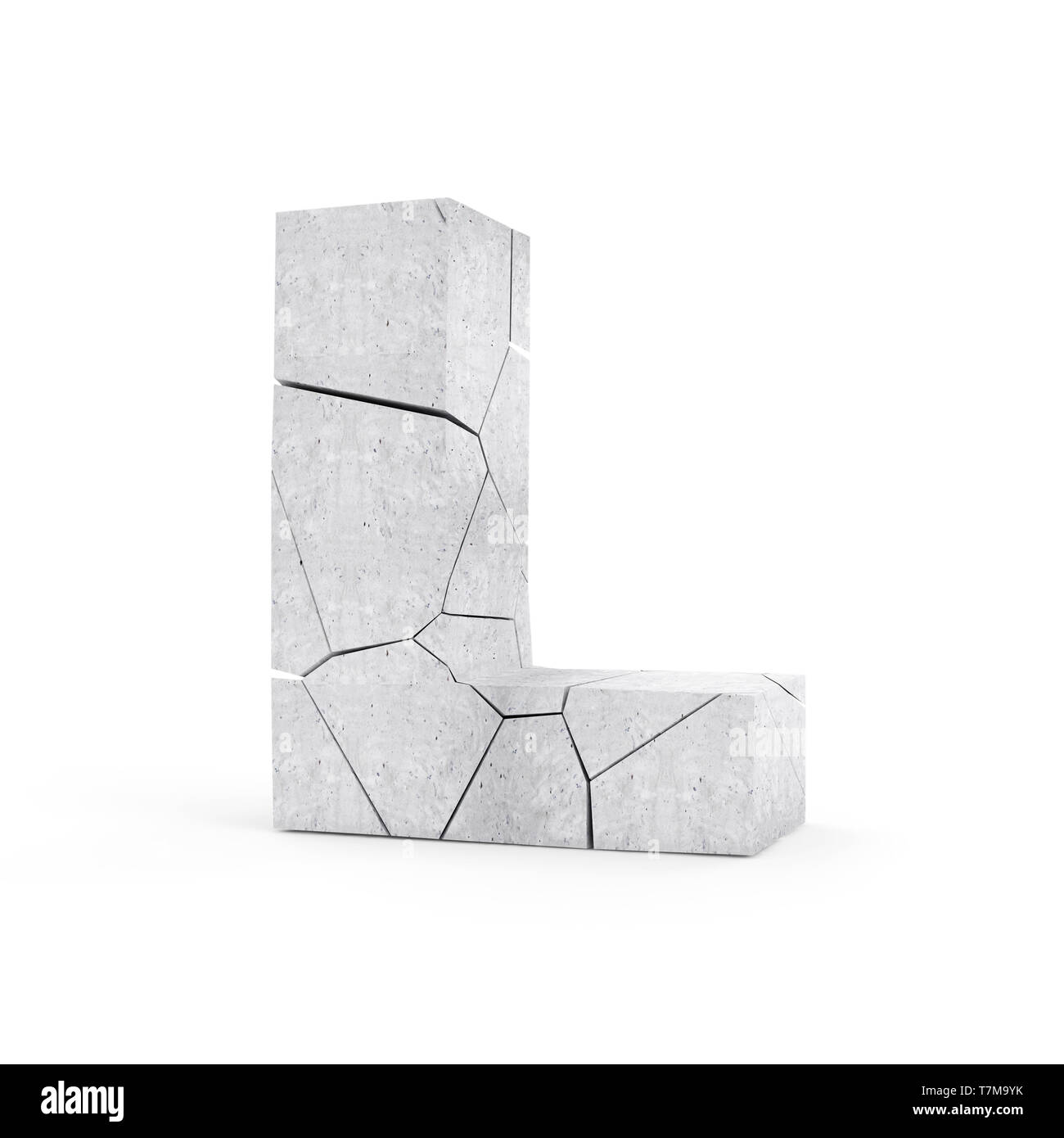 Broken Concrete Alphabet isolated on white background (Letter L Stock ...