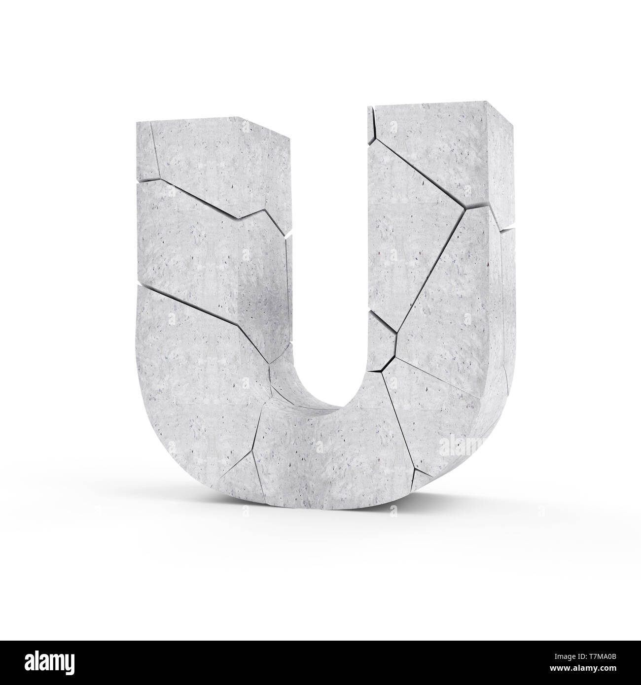 Broken Concrete Alphabet isolated on white background (Letter U Stock ...