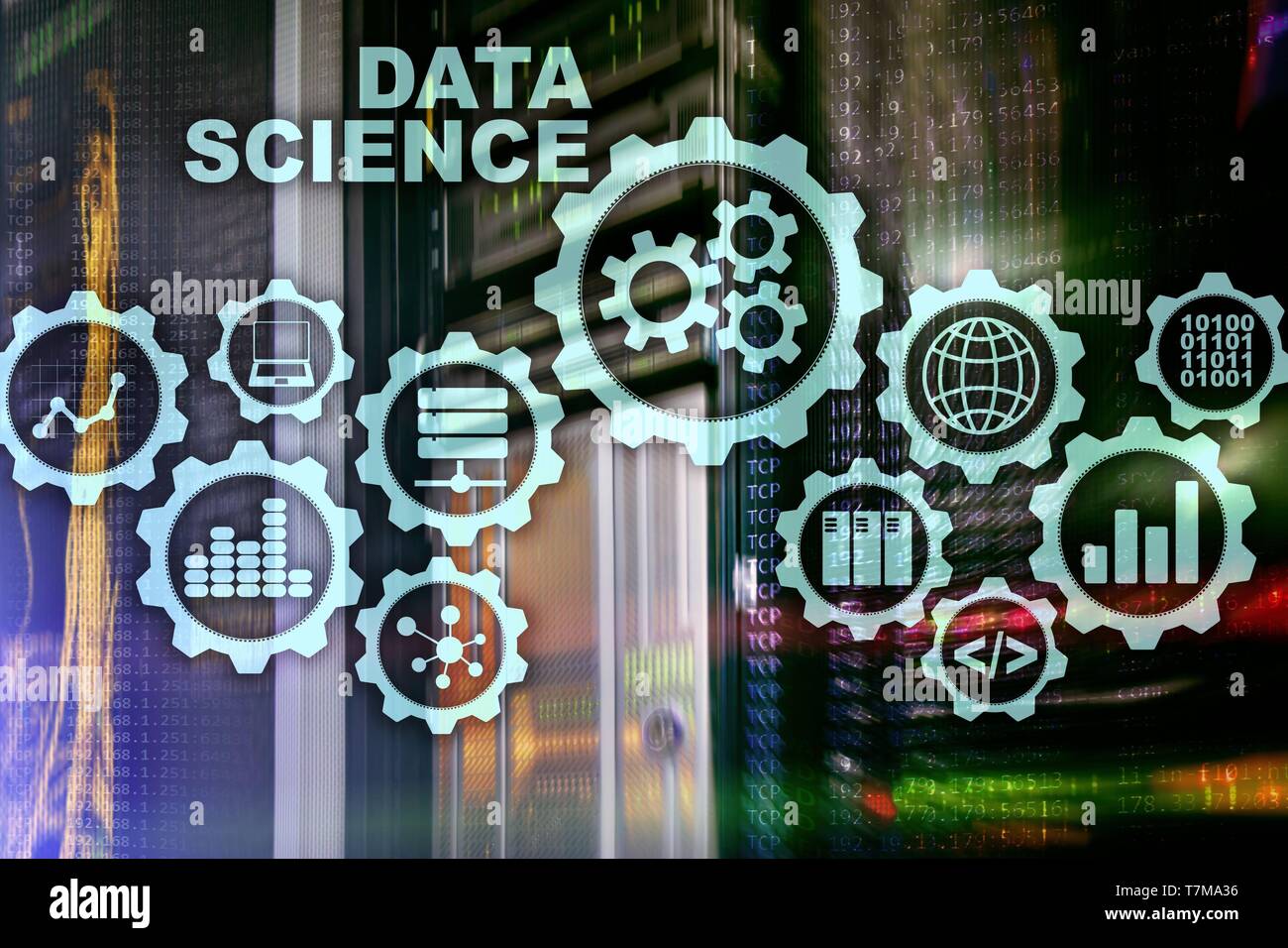 Data Science Artificial Intelligence Concept. Futuristic Supercomputer background Stock Photo ...