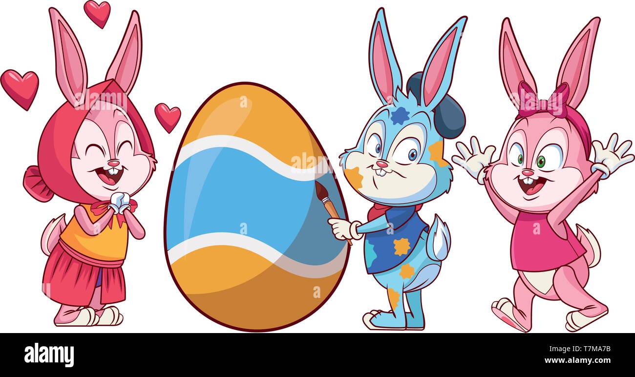 Cute easter bunny happy friends Stock Vector Image & Art - Alamy