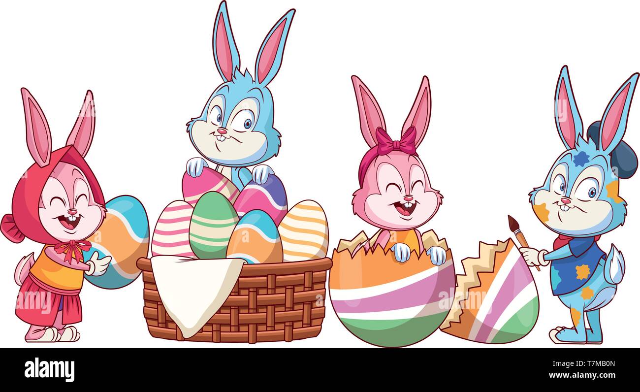 Cute easter bunny happy friends Stock Vector Image & Art - Alamy