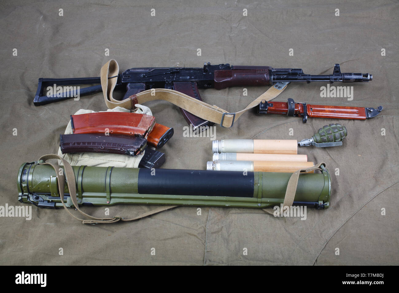 Kalashnikov AK 74 with ammunitions on canvas background Stock Photo - Alamy