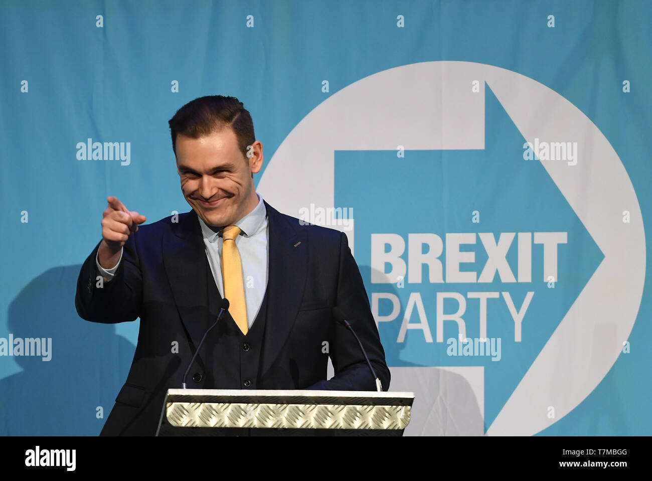 Brexit Party candidate Michael Heaver during a rally in Peterborough King's Gate Conference ...