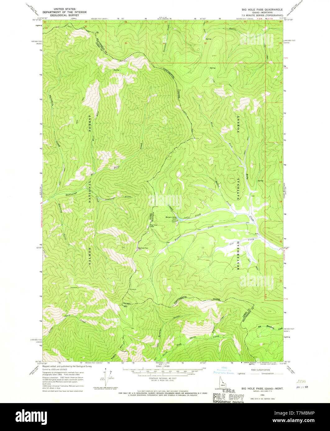 USGS TOPO Map Idaho ID Big Hole Pass 235286 1966 24000 Restoration ...