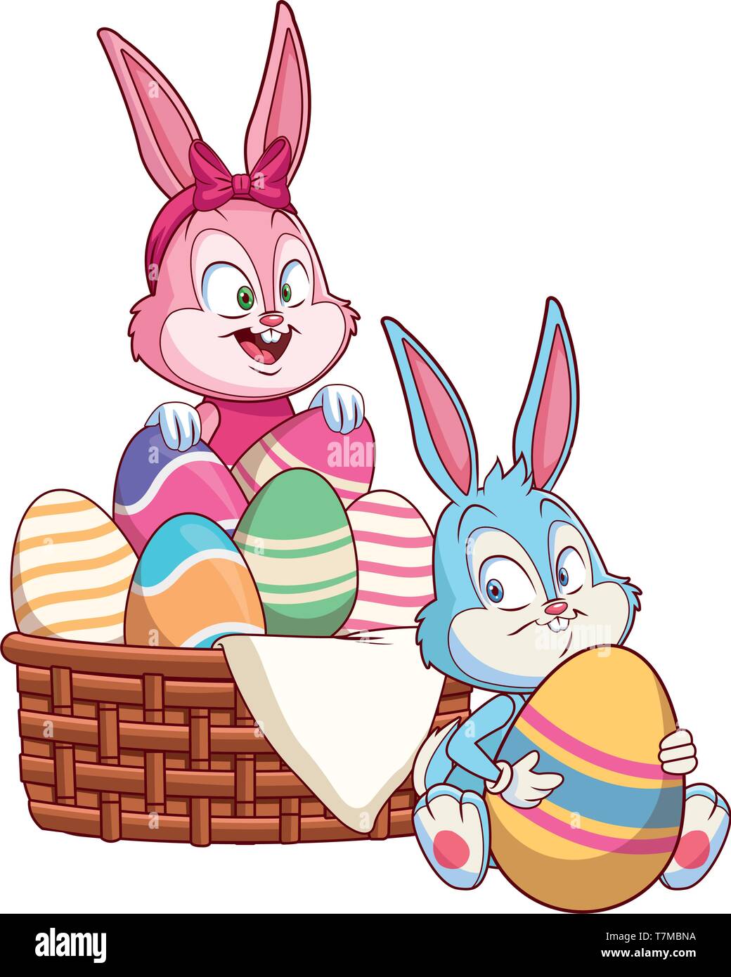 Cute easter bunny happy friends egg basket Stock Vector Image & Art - Alamy