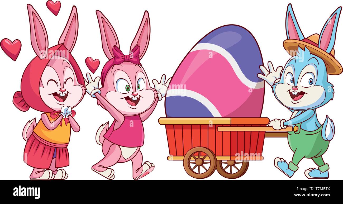 Cute easter bunny happy friends Stock Vector Image & Art - Alamy