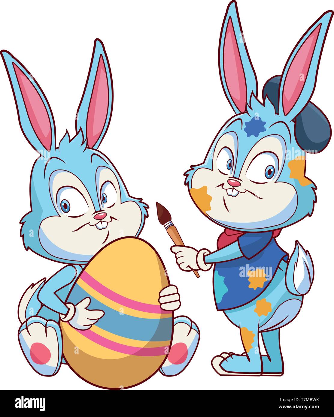 Cute easter bunny happy friends artist Stock Vector Image & Art - Alamy