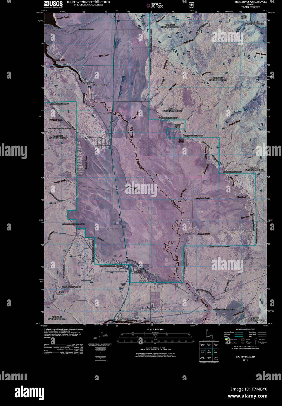 USGS TOPO Map Idaho ID Big Springs 20110204 TM Inverted Restoration ...