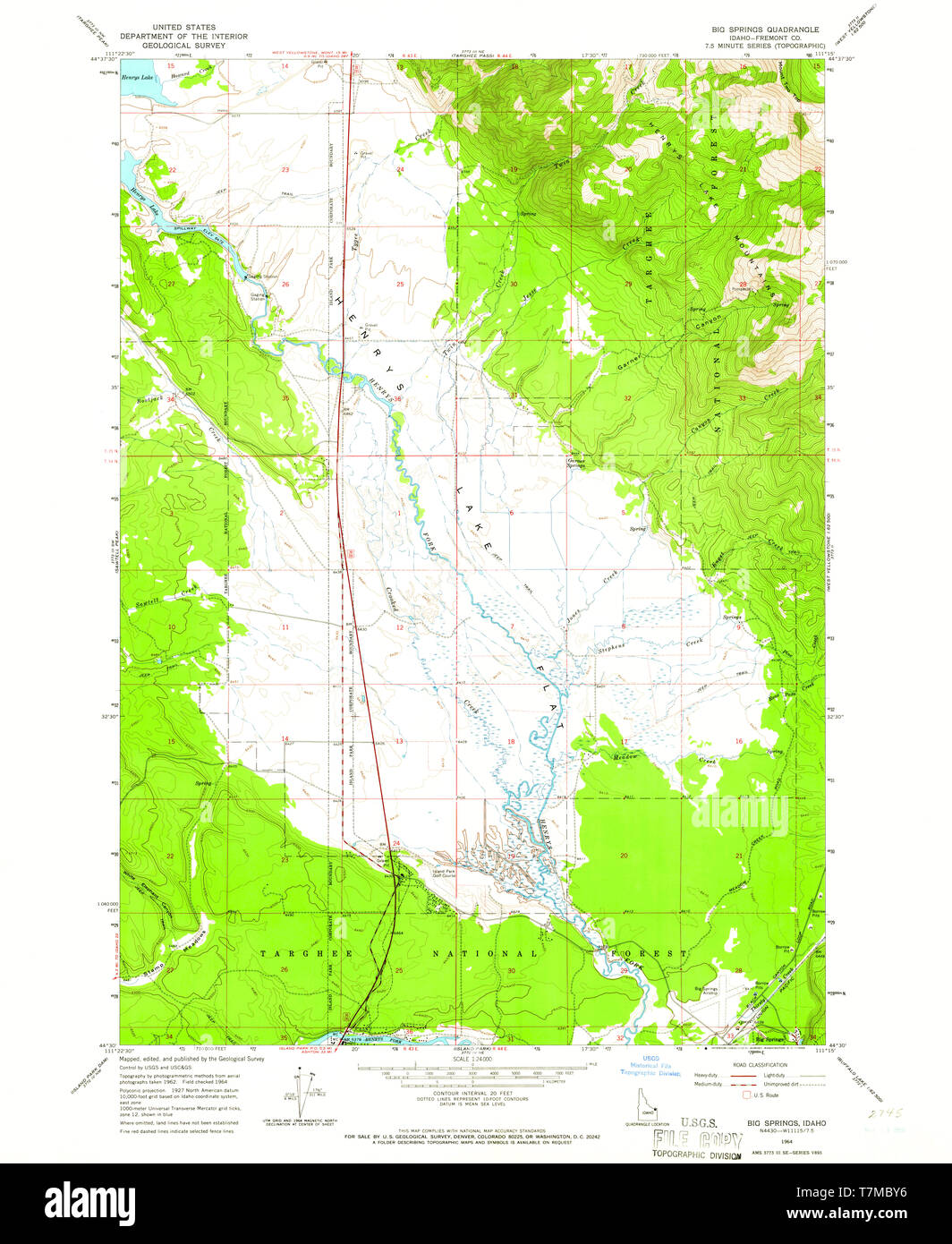 USGS TOPO Map Idaho ID Big Springs 235298 1964 24000 Restoration Stock ...