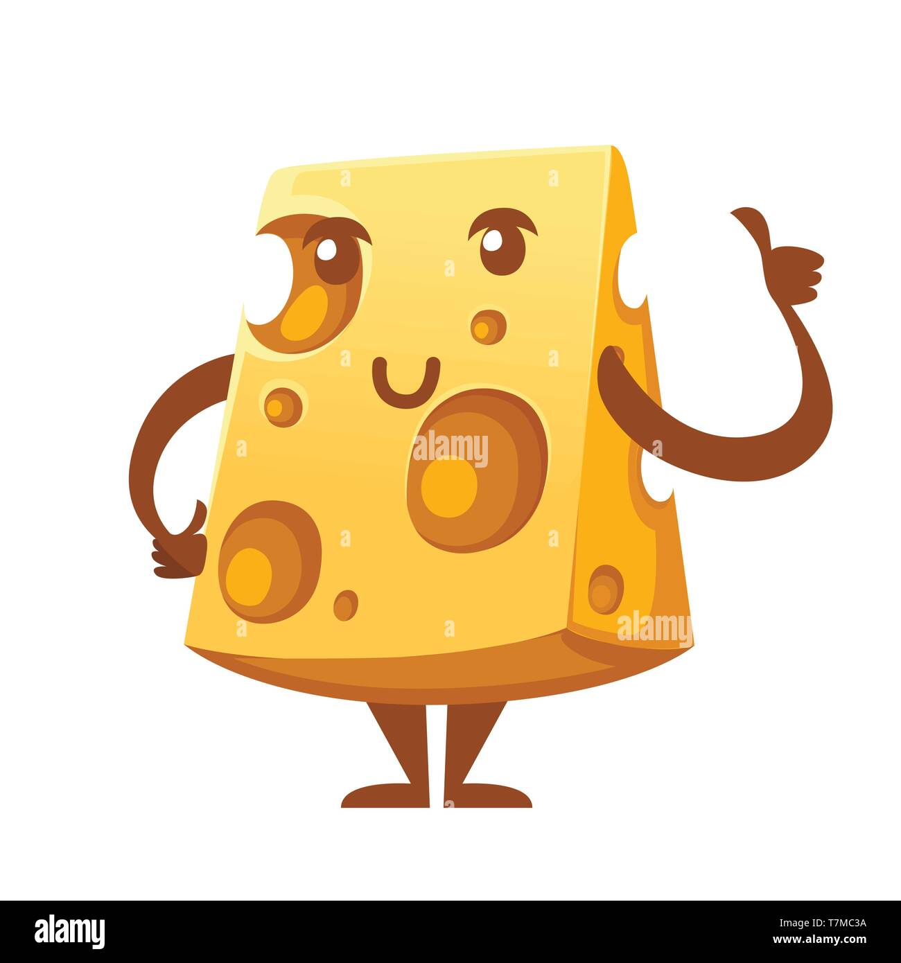 Slice of cheese. Smiling food mascot. Cartoon character design. Flat ...