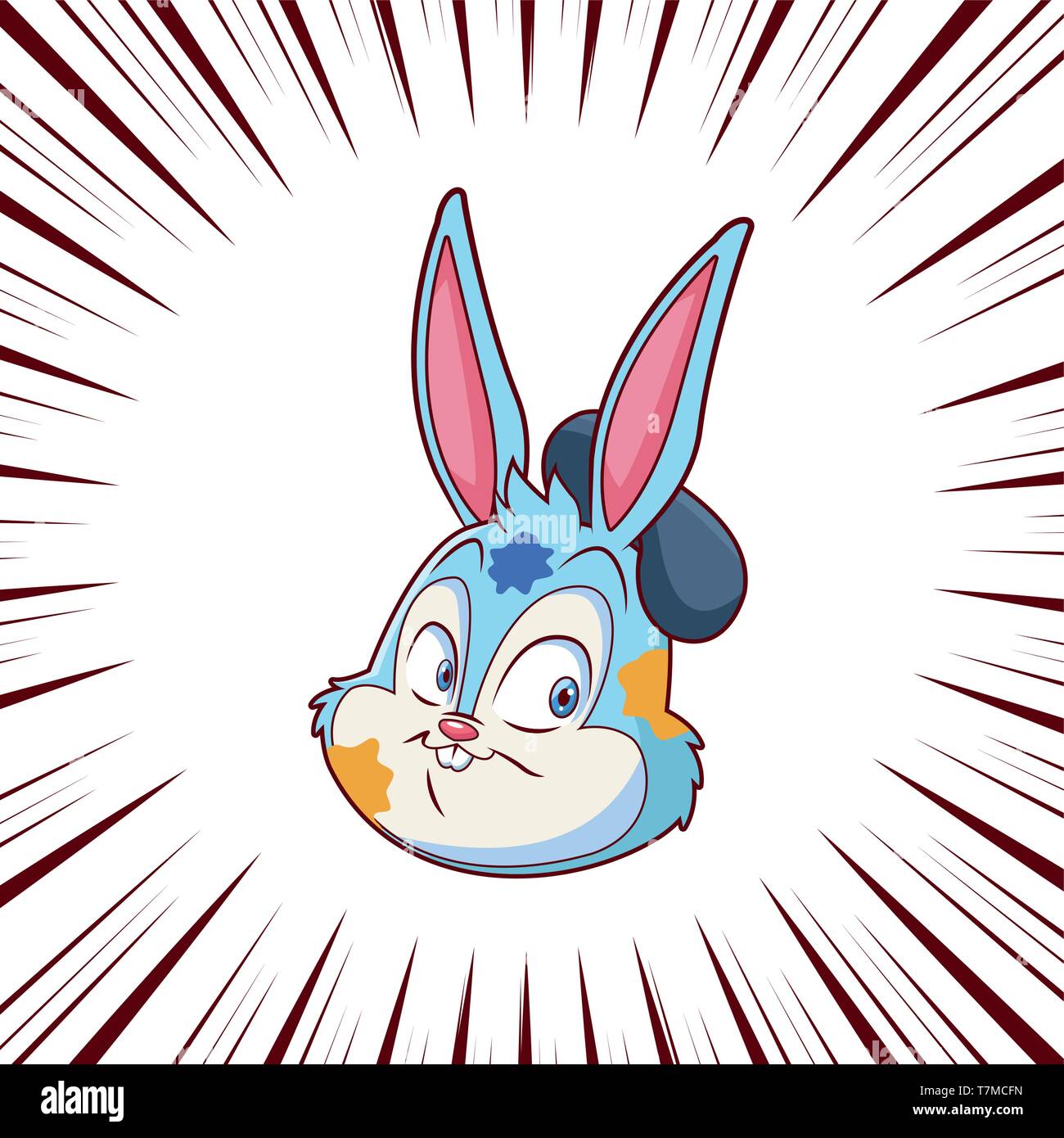 Cute easter bunny portrait artist comic panel effect background Stock ...