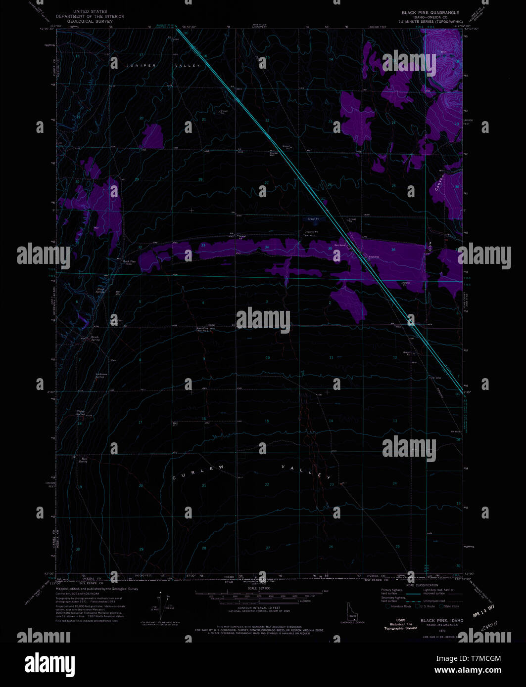 USGS TOPO Map Idaho ID Black Pine 235331 1973 24000 Inverted ...