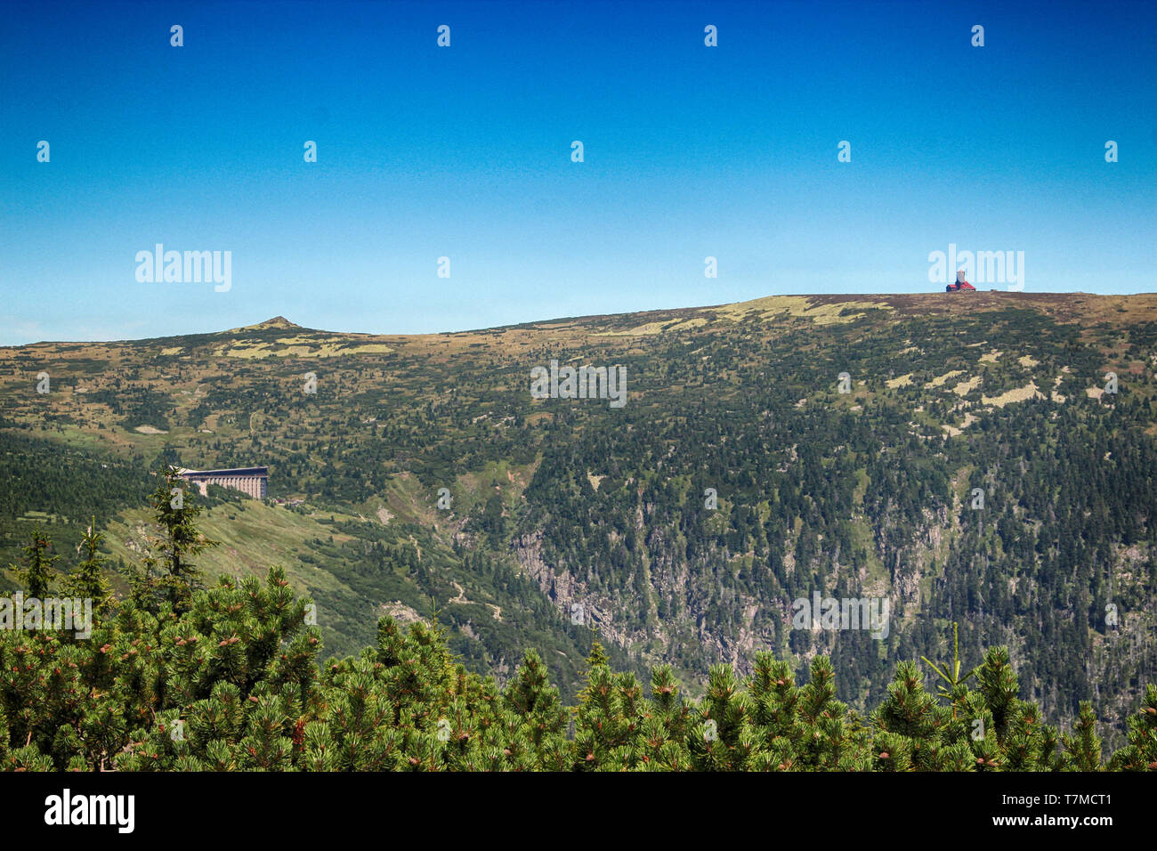 The view from The highest waterfall in National park Giant mountains in ...