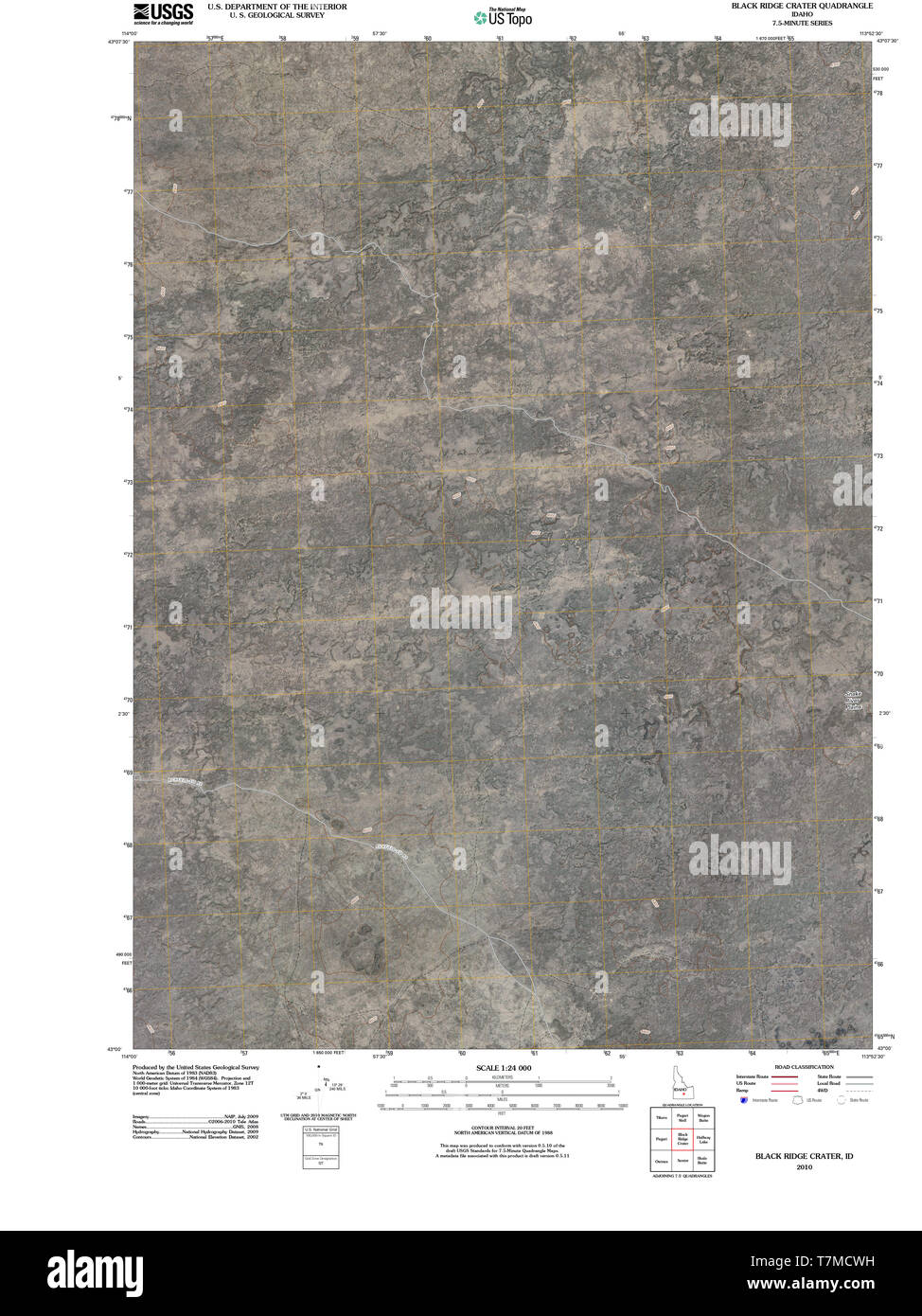 USGS TOPO Map Idaho ID Black Ridge Crater 20101115 TM Restoration Stock ...