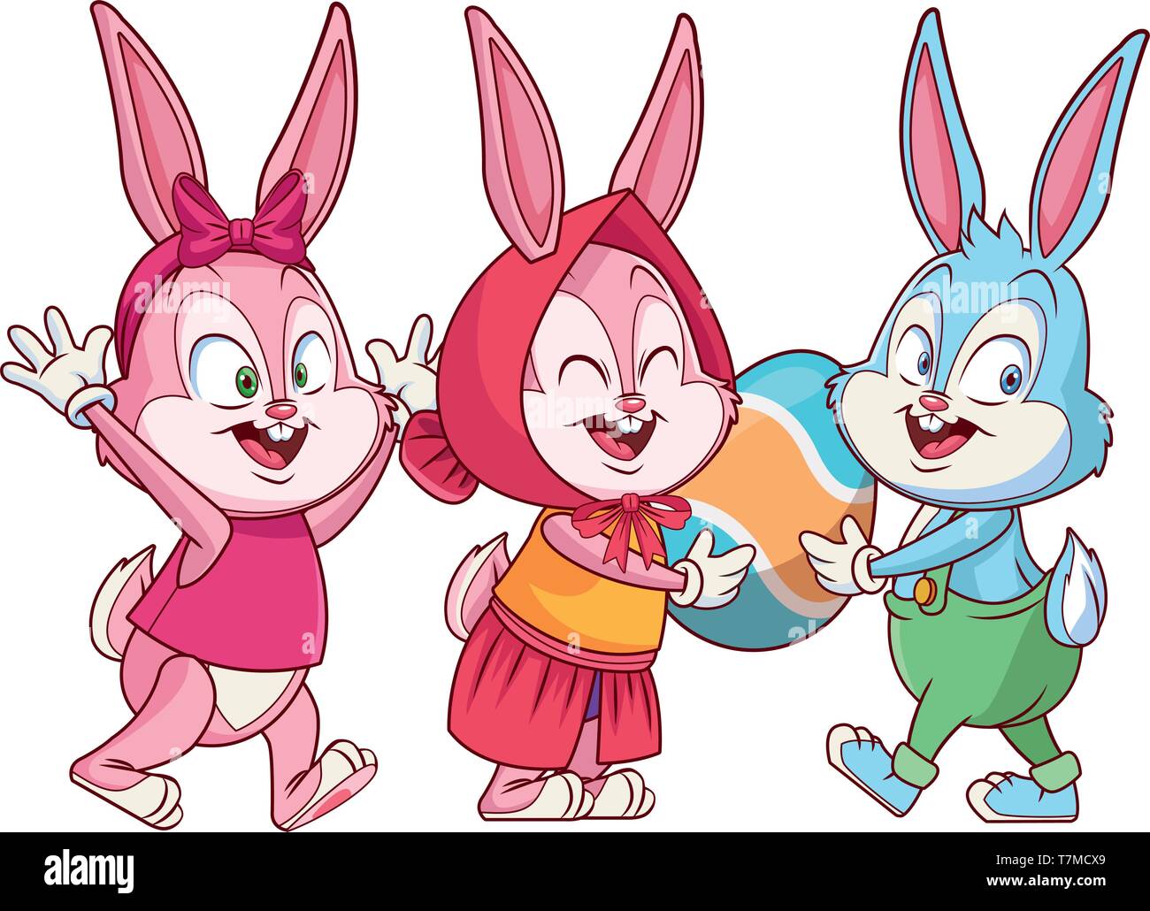 Cute easter bunny happy friends Stock Vector Image & Art - Alamy