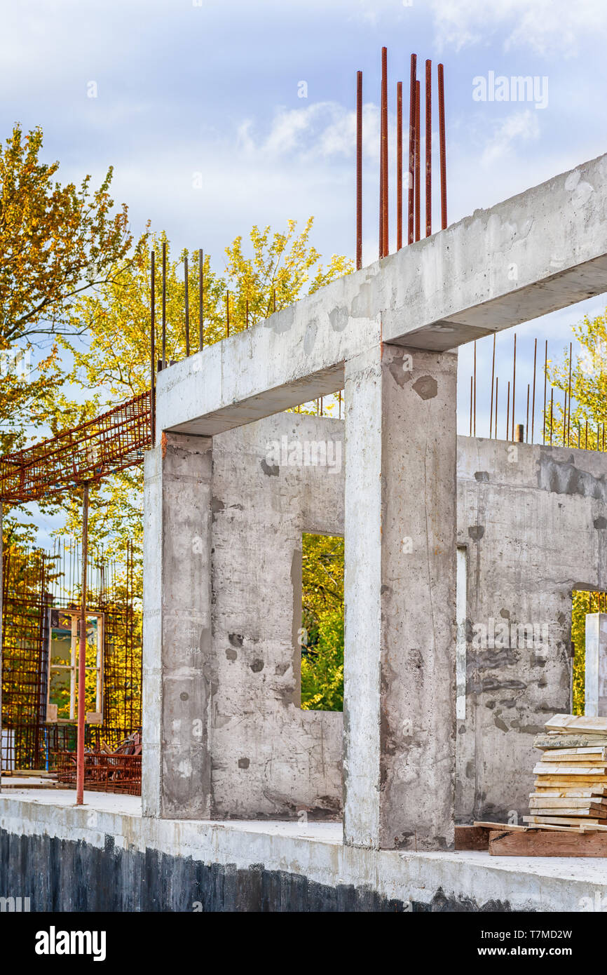 Building under construction against bright foliage. HDR photo Stock ...