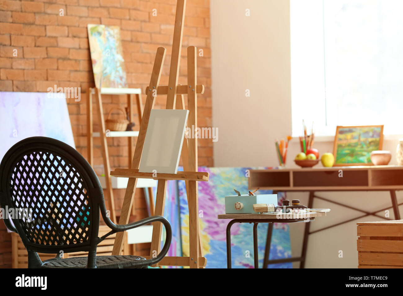 Interior of artist's workshop Stock Photo - Alamy