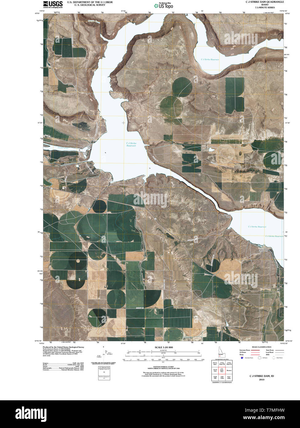 USGS TOPO Map Idaho ID C J Strike Dam 20101117 TM Restoration Stock ...