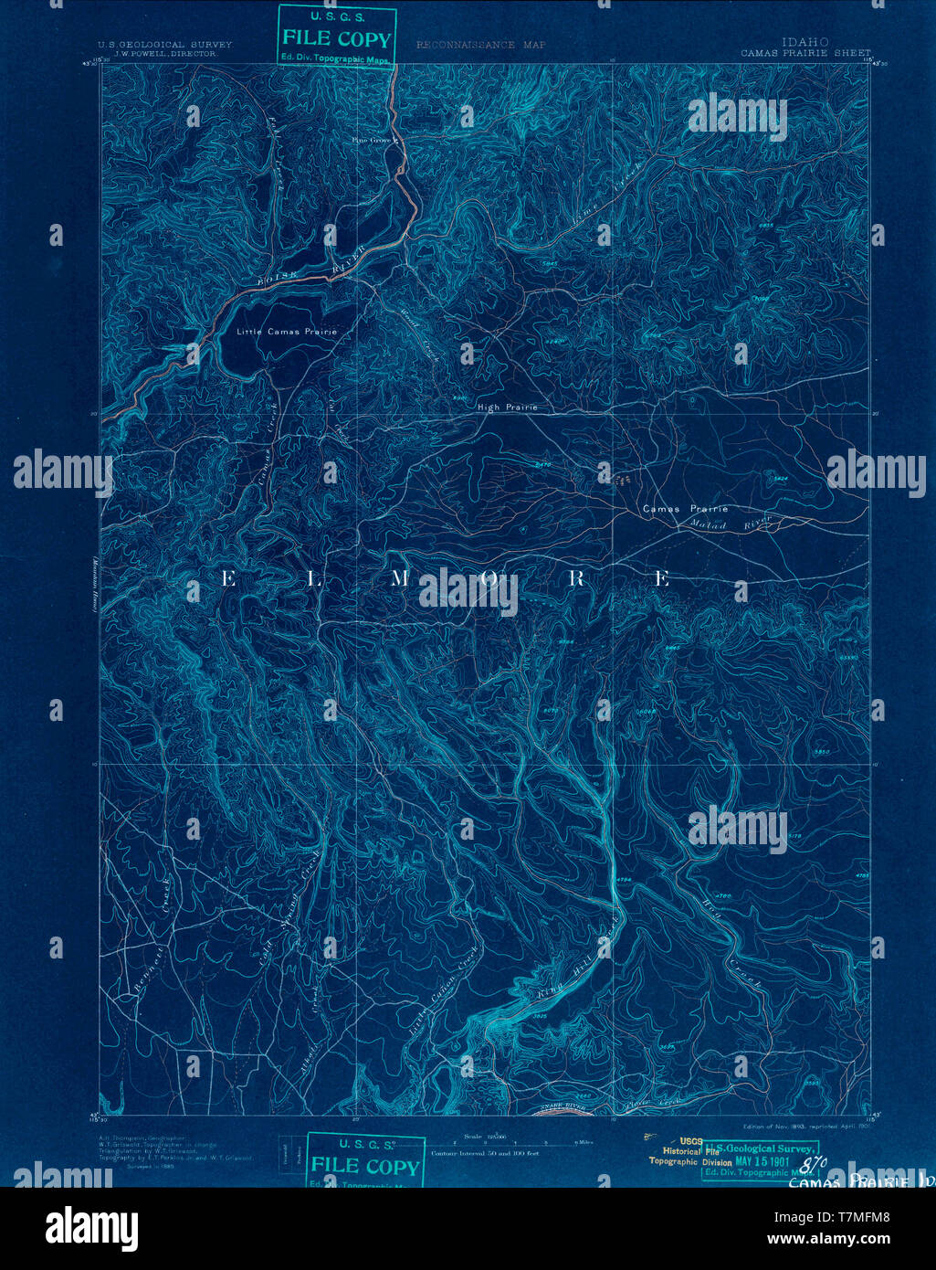 USGS TOPO Map Idaho ID Camas Prairie 239482 1893 125000 Inverted ...