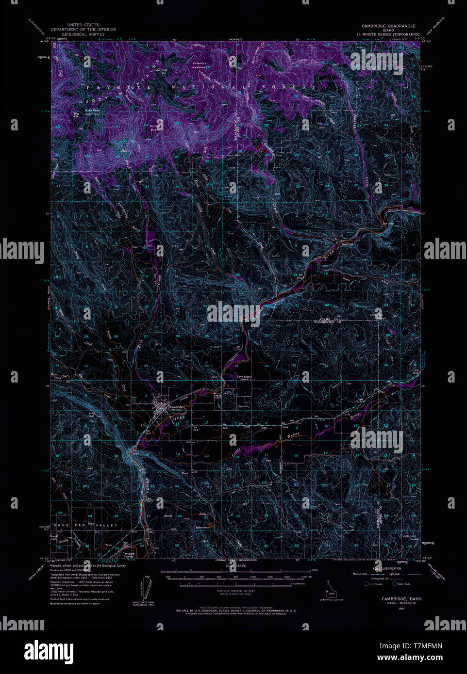 USGS TOPO Map Idaho ID Cambridge 238971 1957 62500 Inverted Restoration ...