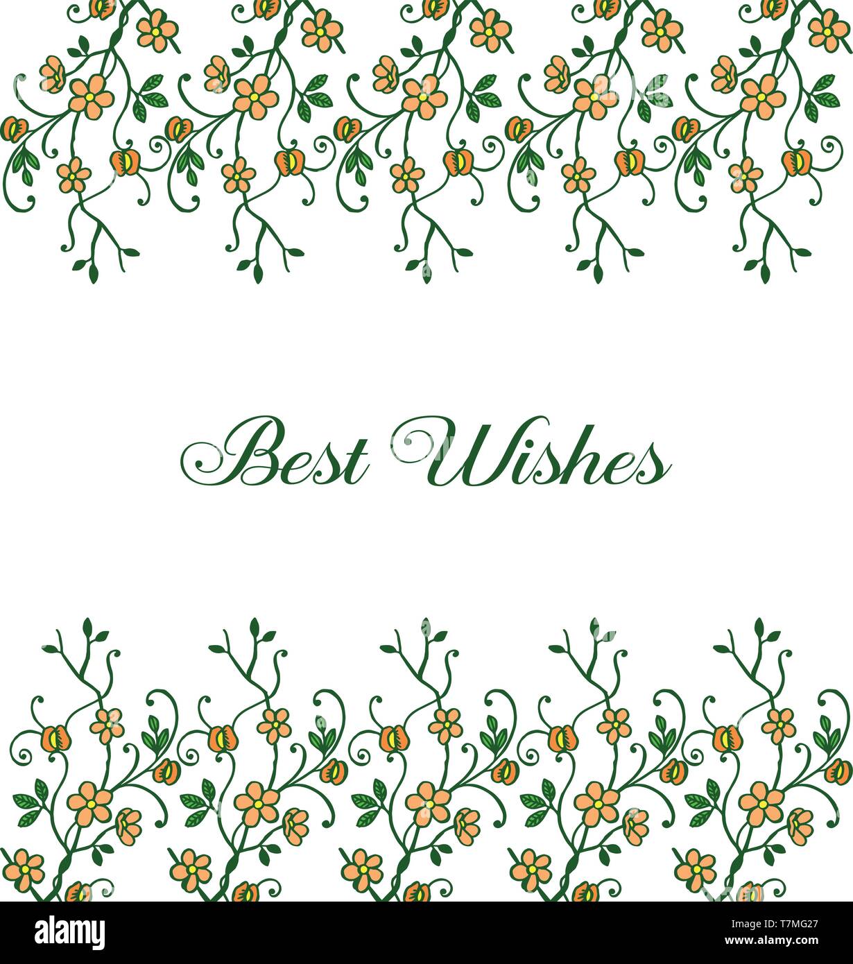 Vector illustration crowd of wreath frame for letter best wishes hand ...