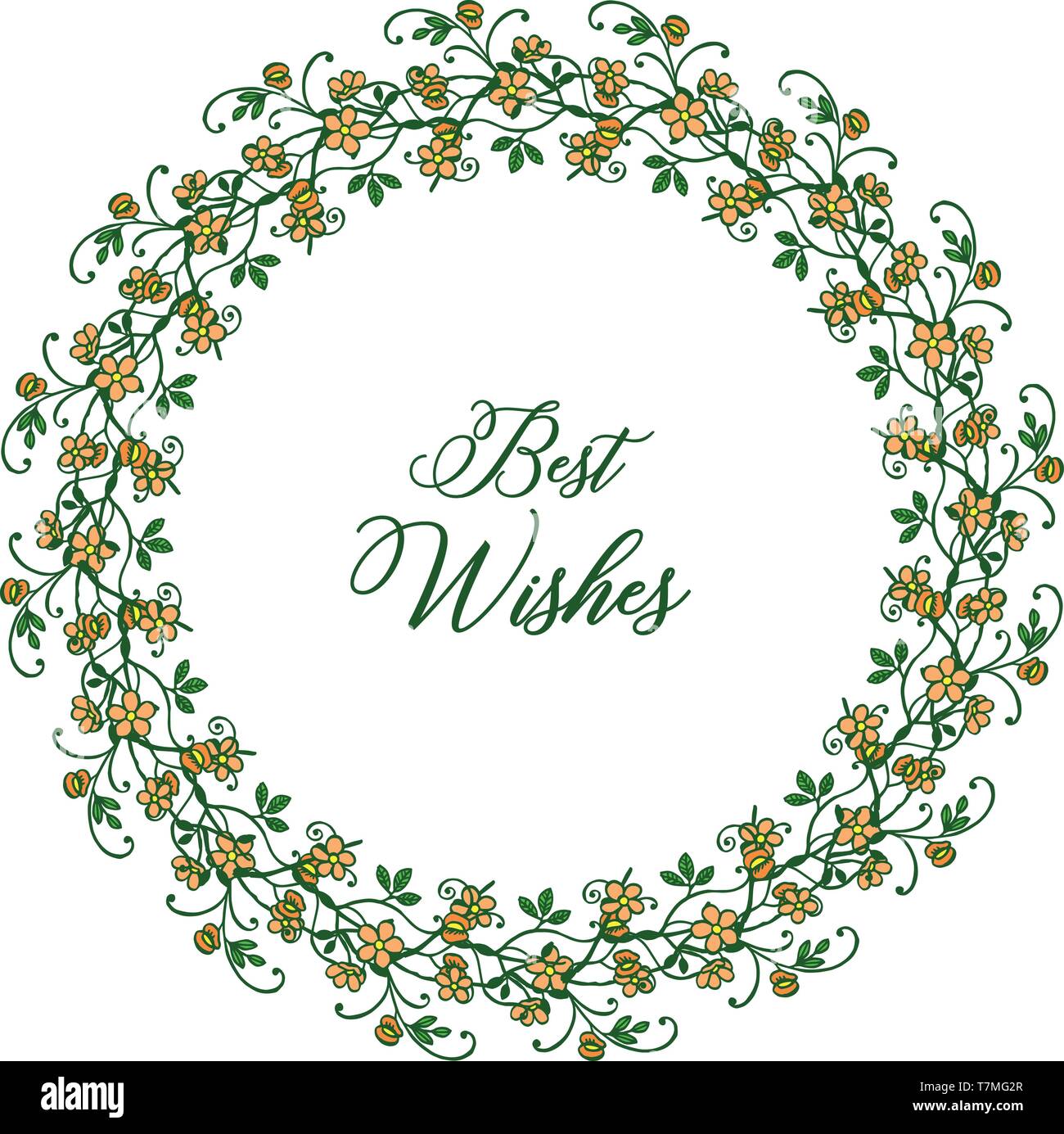 Vector illustration crowd of wreath frame for letter best wishes hand ...