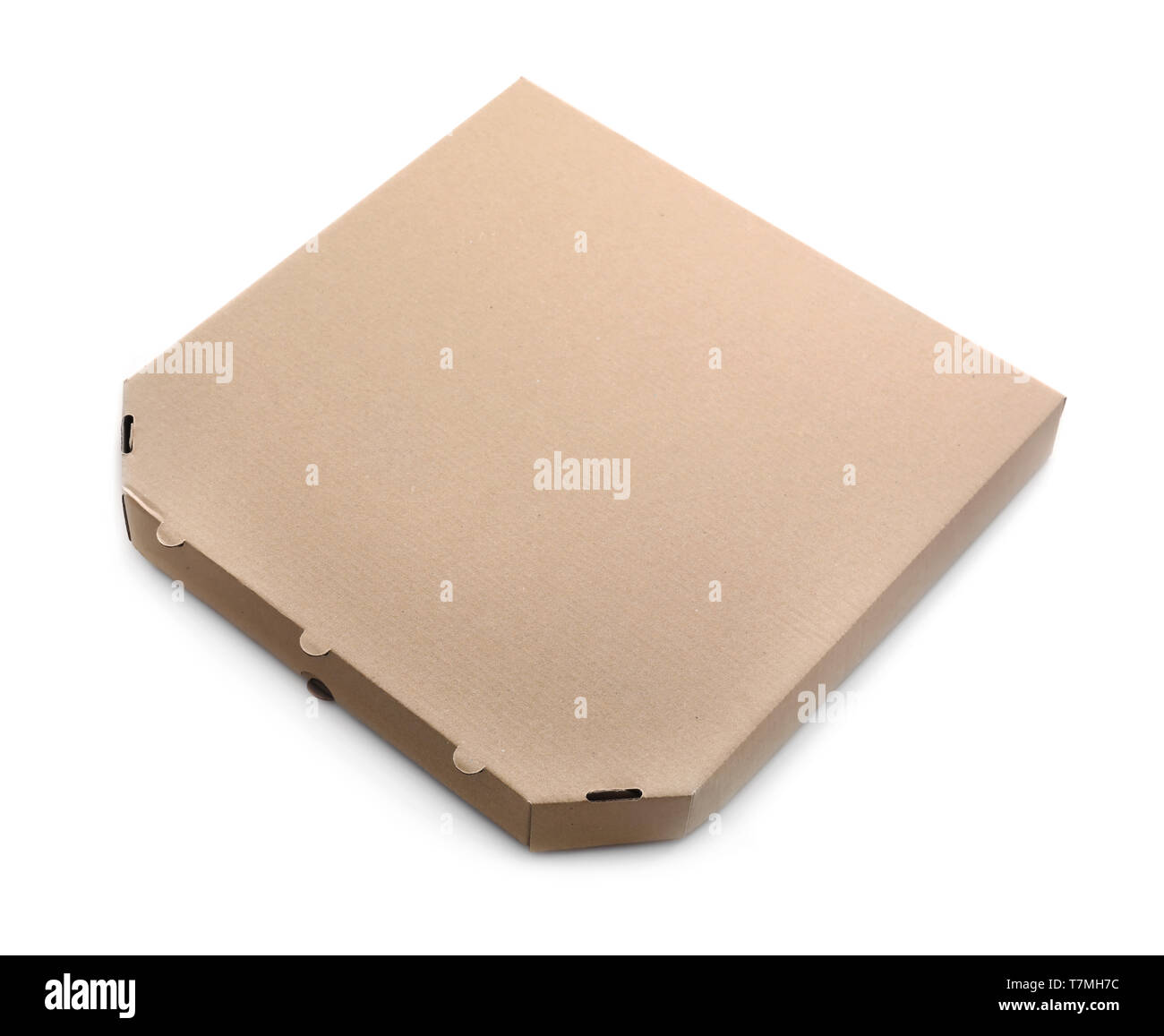 Cardboard pizza box on white background Stock Photo - Alamy