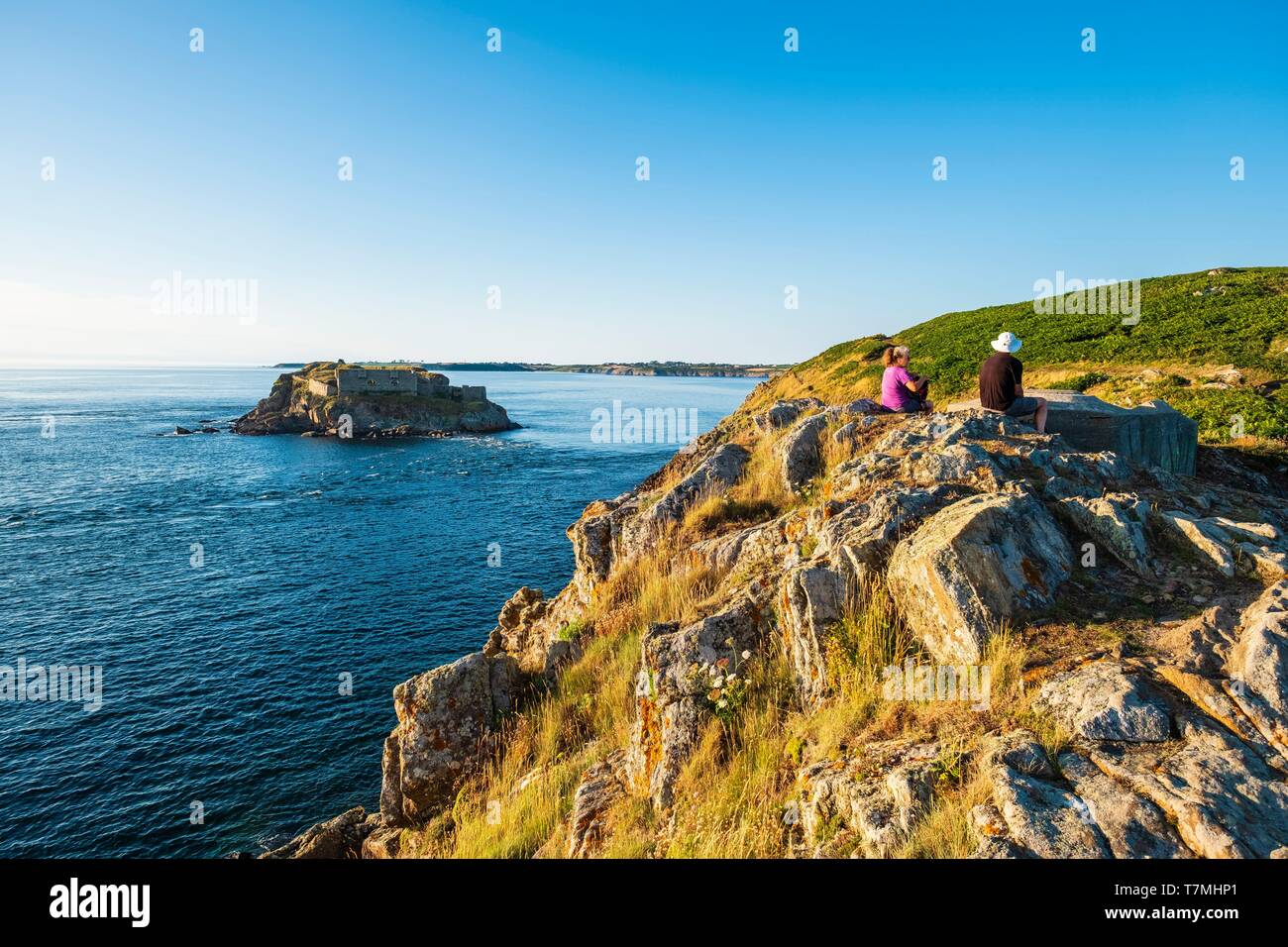 France, Finistere, Le Conquet, Kermorvan peninsula, fort of Kermorvan ...
