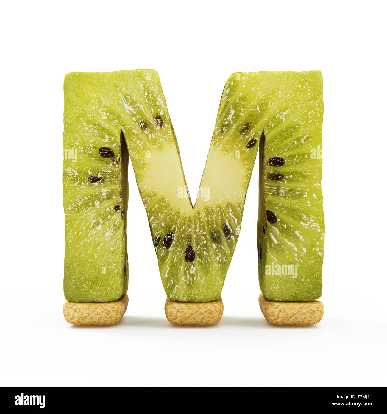 Kiwi Alphabet isolated on white background (Letter M Stock Photo - Alamy