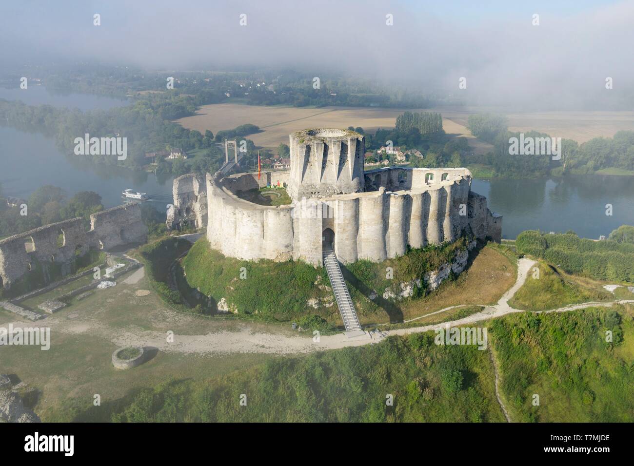 France, Eure, Les Andelys, Chateau Gaillard, 12th century fortress built by Richard Coeur de ...