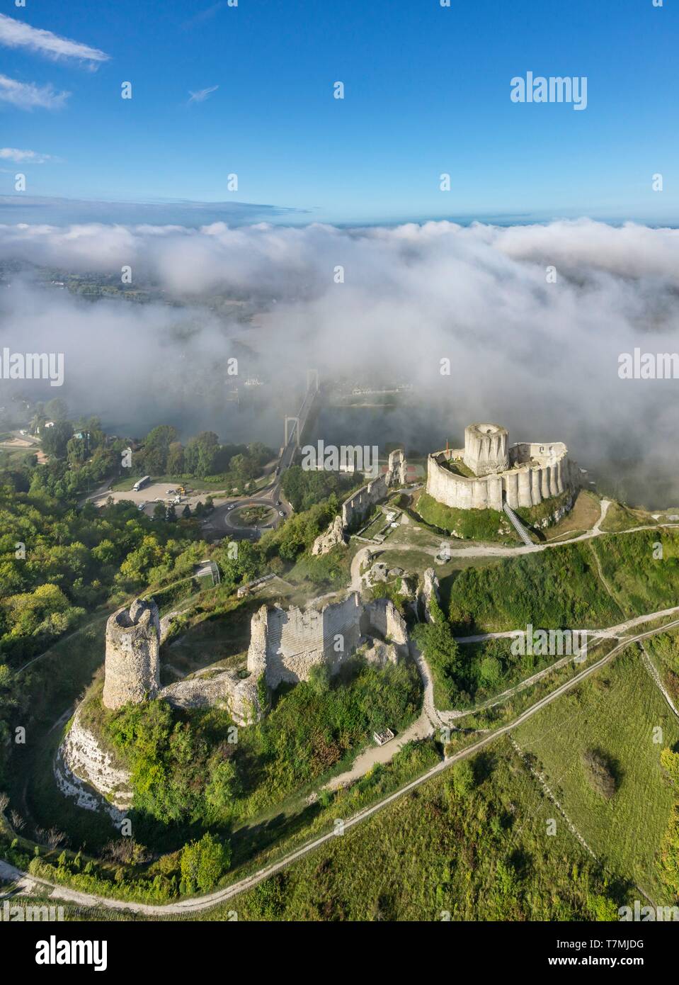 France, Eure, Les Andelys, Chateau Gaillard, 12th century fortress built by Richard Coeur de ...