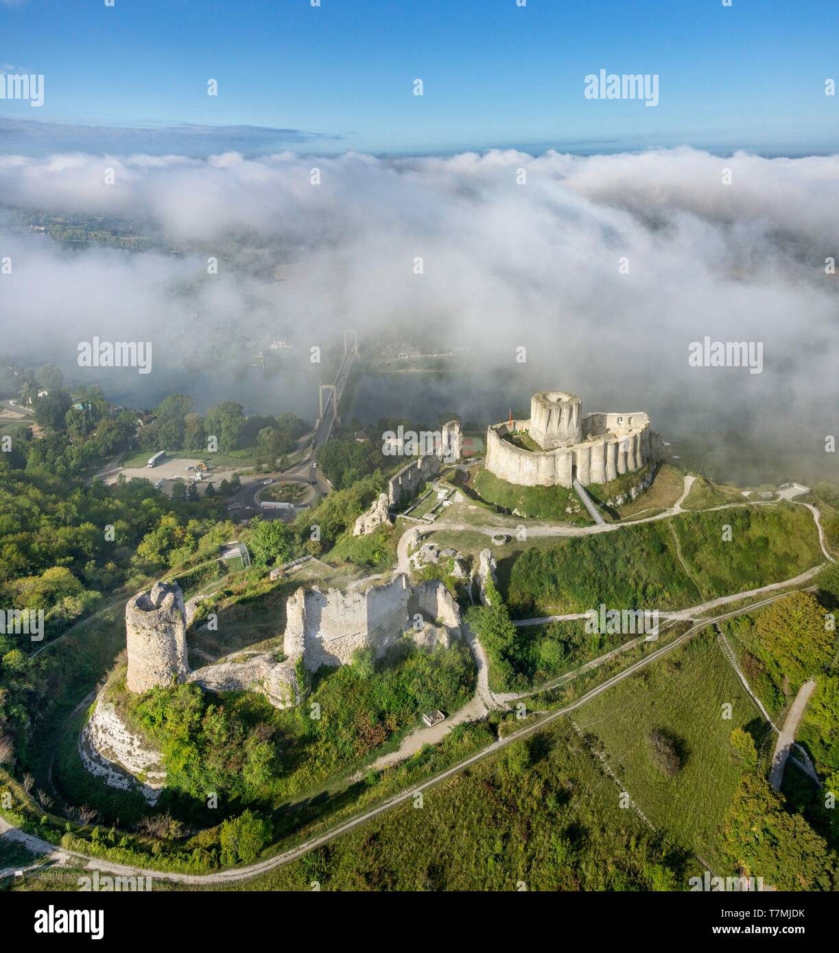 France, Eure, Les Andelys, Chateau Gaillard, 12th century fortress built by Richard Coeur de ...