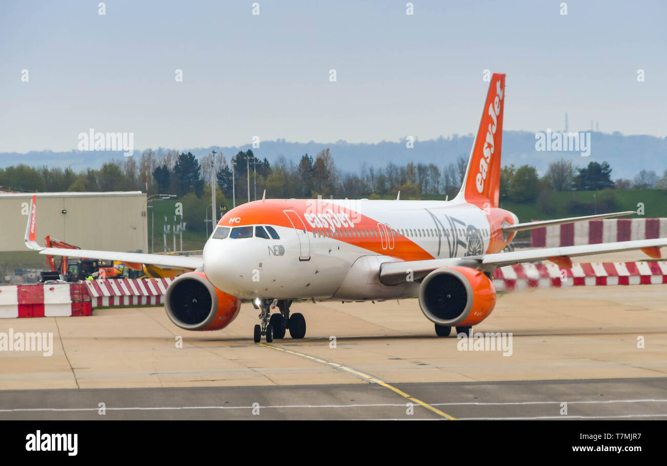 LONDON GATWICK AIRPORT, ENGLAND - APRIL 2019: New Airbus A320 Neo plane ...