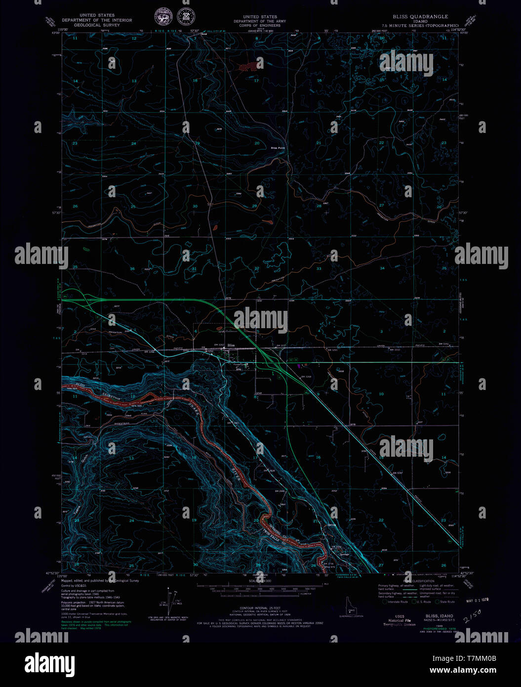 USGS TOPO Map Idaho ID Bliss 235356 1949 24000 Inverted Restoration ...