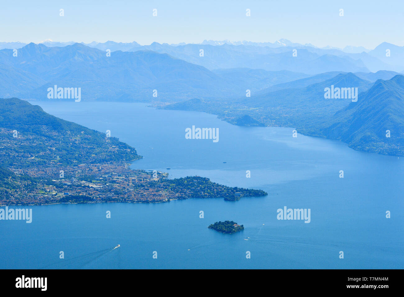 Italy, Piedmont, panorama from the Mottarone Mount (1491 m), Orta Lake ...