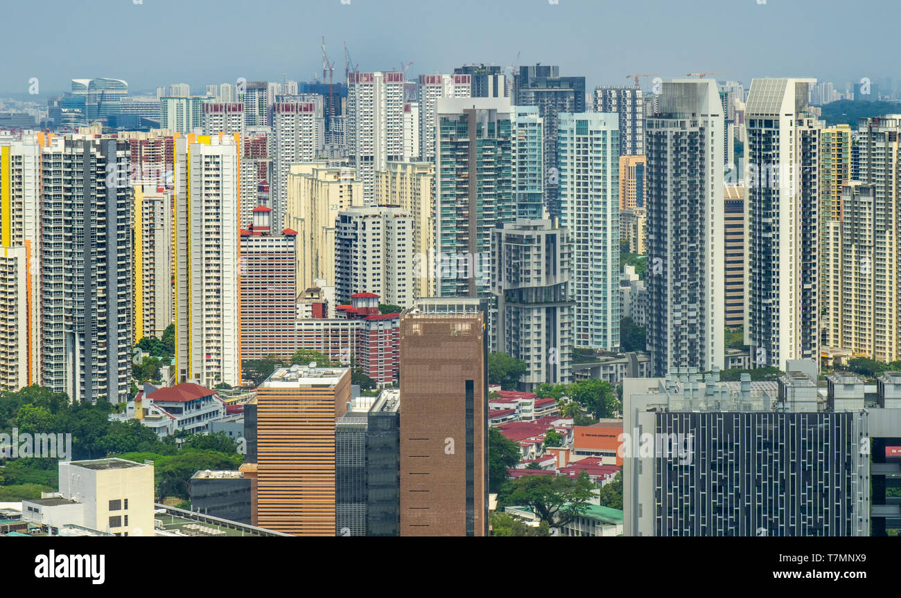 High rise residential apartment towers and skyscrapers in Singapore ...