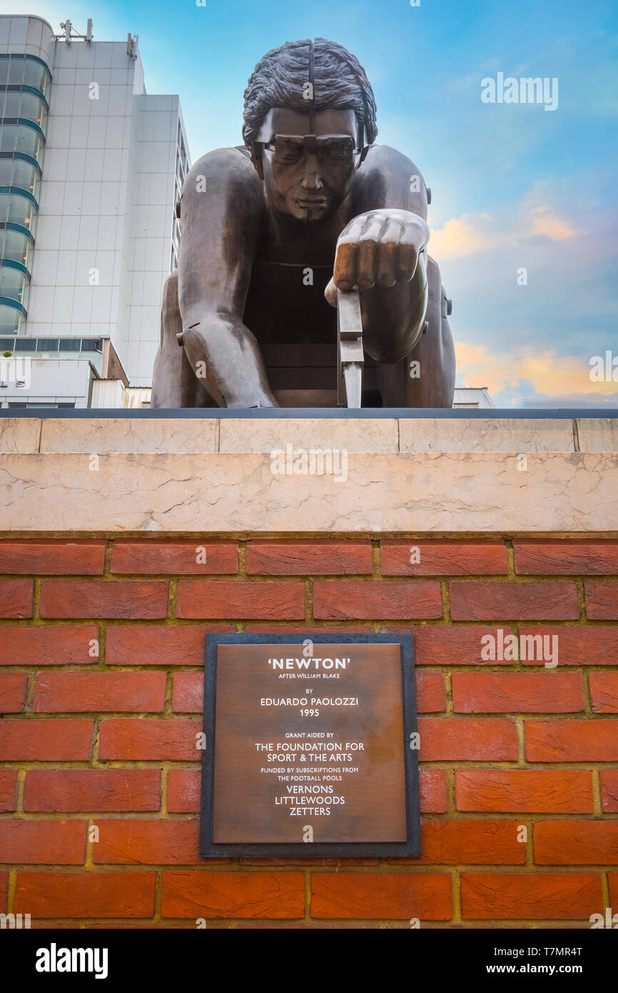 London, UK - May 12 2018: The Newton Sculpture by Eduado Paolozzi based ...