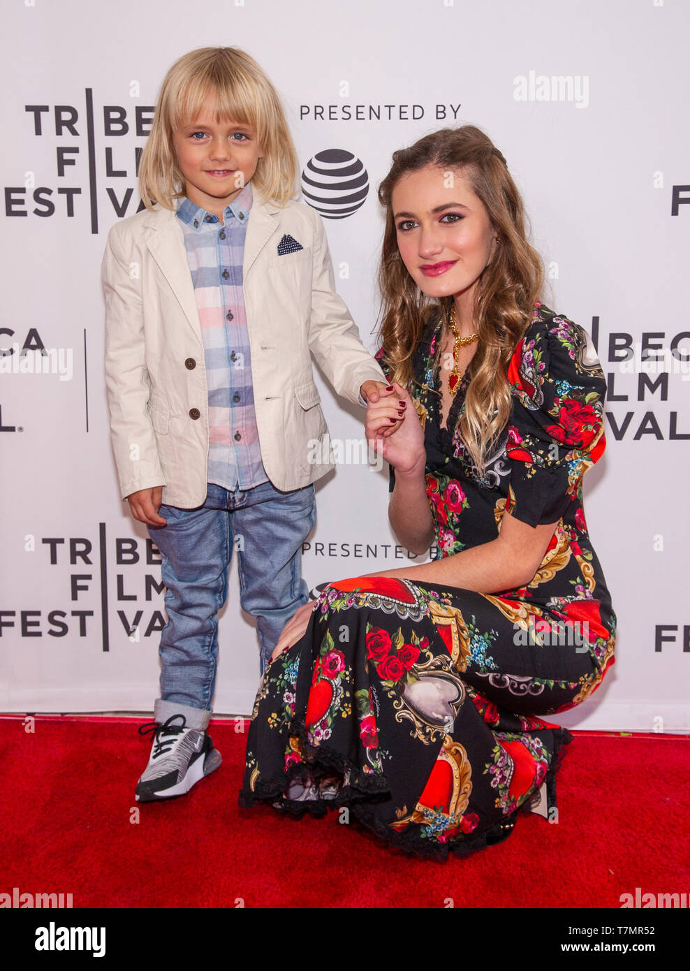 New York, NY - April 27, 2019: Bodhi Palmer and Nicole Elizabeth Berger ...