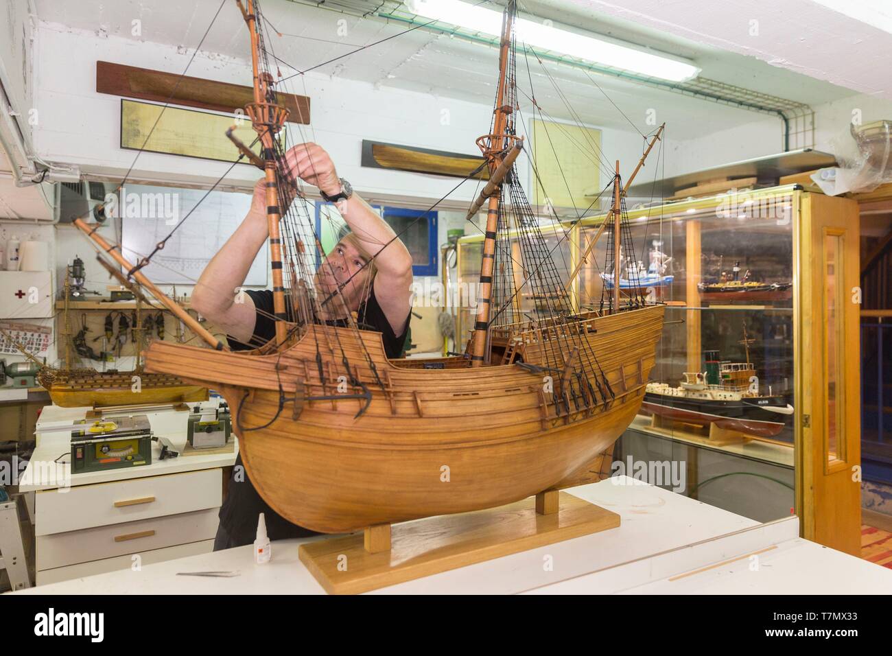 Spain, Guipuzkoa, Pasaia, Shipyard reconstruction of the whaler San ...