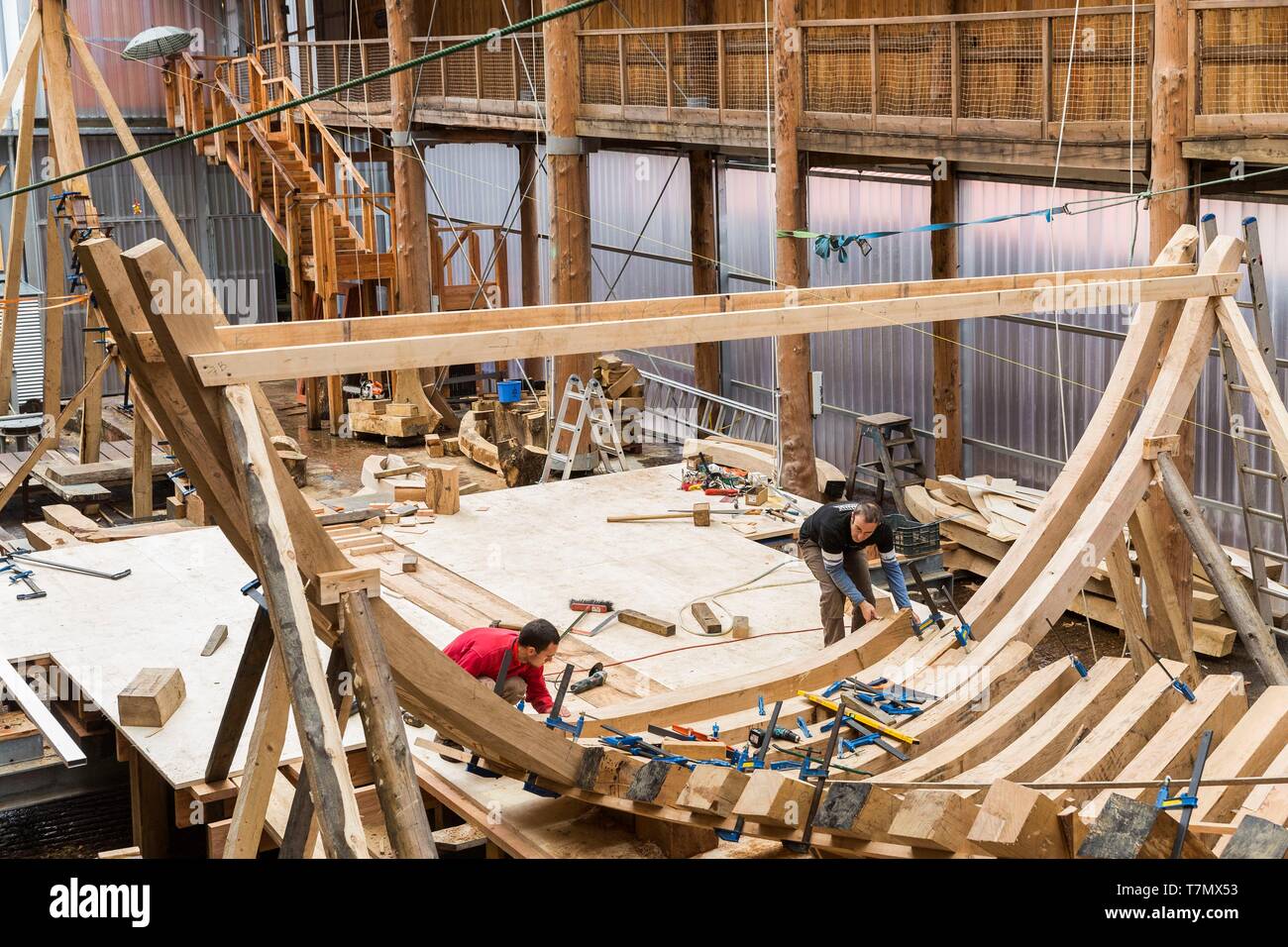 Spain, Guipuzkoa, Pasaia, Shipyard reconstruction of the whaler San ...