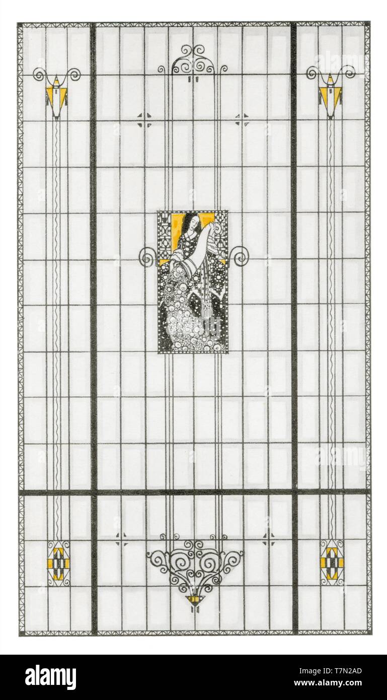 Stained Glass, 3 patterns: Lady and Cornucopia, Abstract - Art Nouveau ...