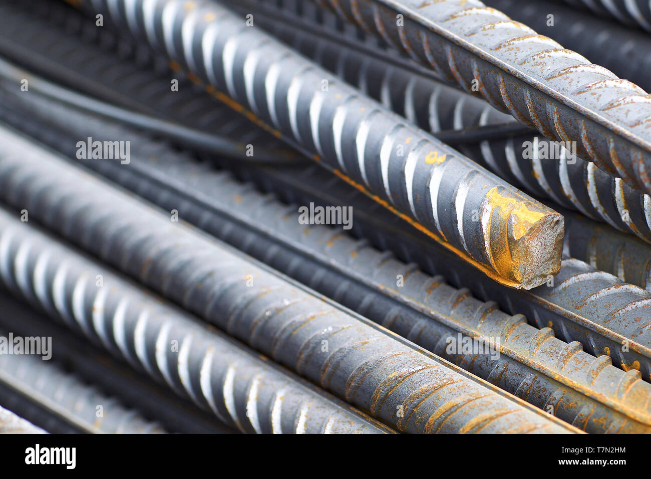Reinforcing bars with a periodic profile in the packs are stored in the ...