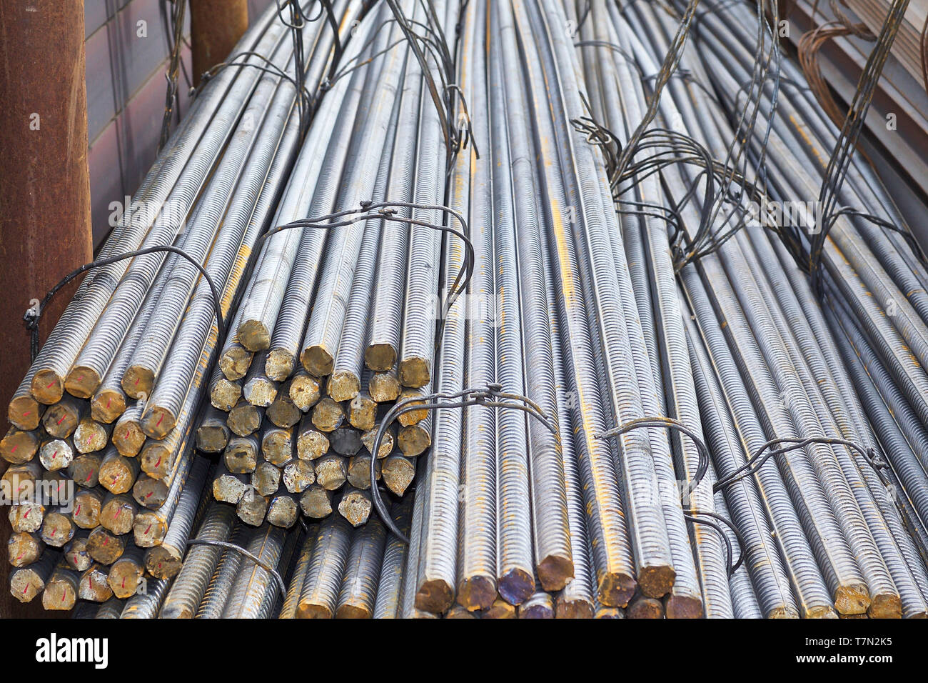 Reinforcing bars with a periodic profile in the packs are stored in the ...