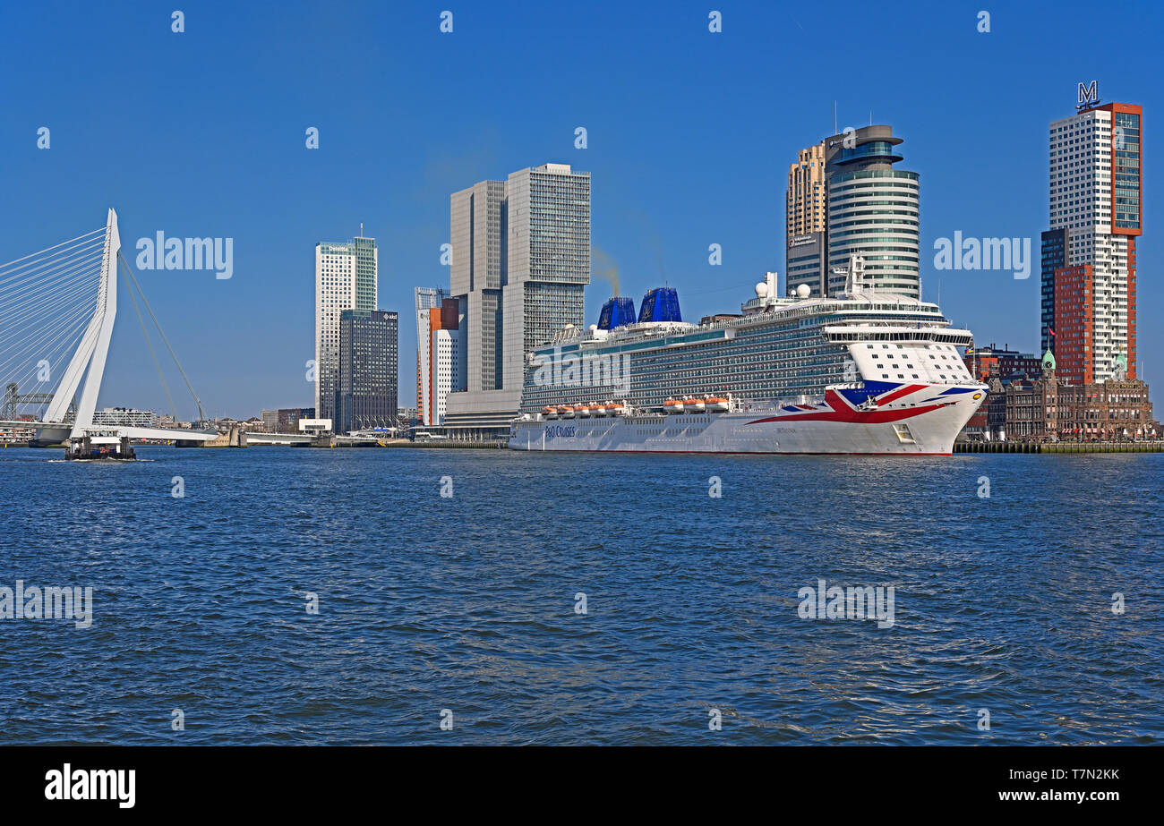 rotterdam, netherlands - april 1, 2019: view from parkkade towards ...
