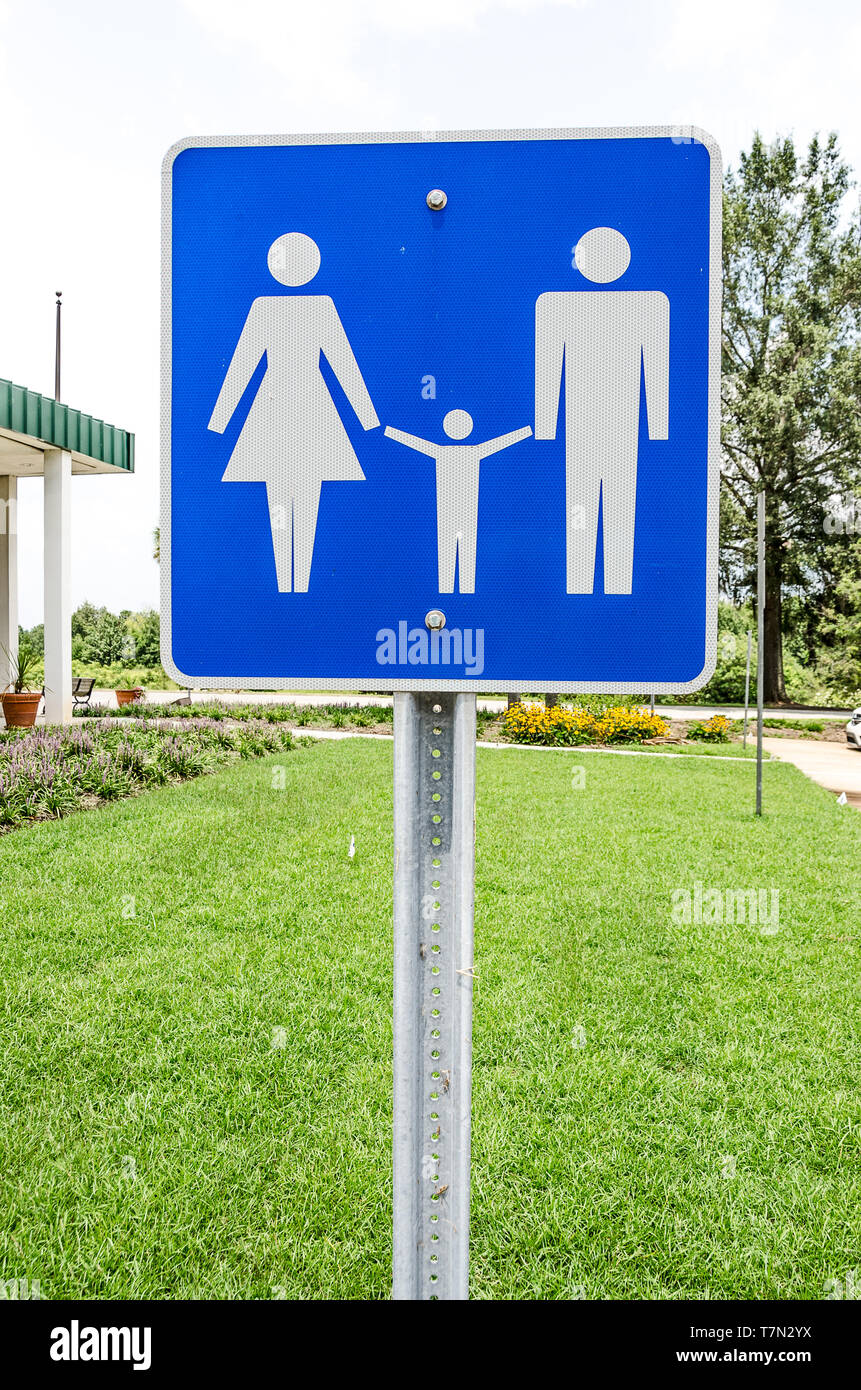 Restroom sign highway hi-res stock photography and images - Alamy