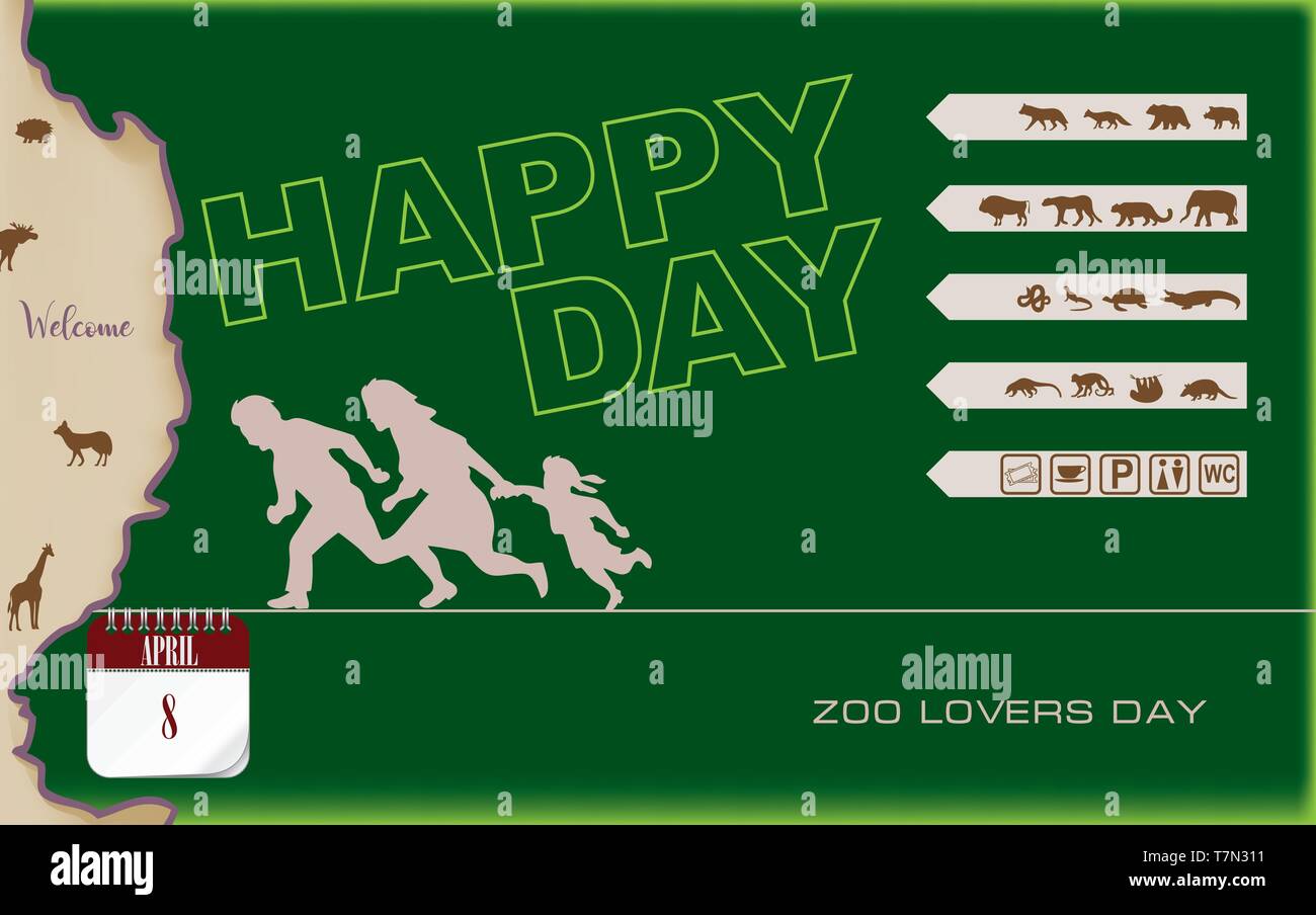 Post card Zoo Lovers Day. Poster inviting to visit the zoo with the ...