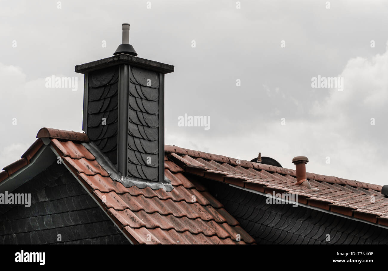 Roofs and towers of the city. German town and housing estate Stock ...